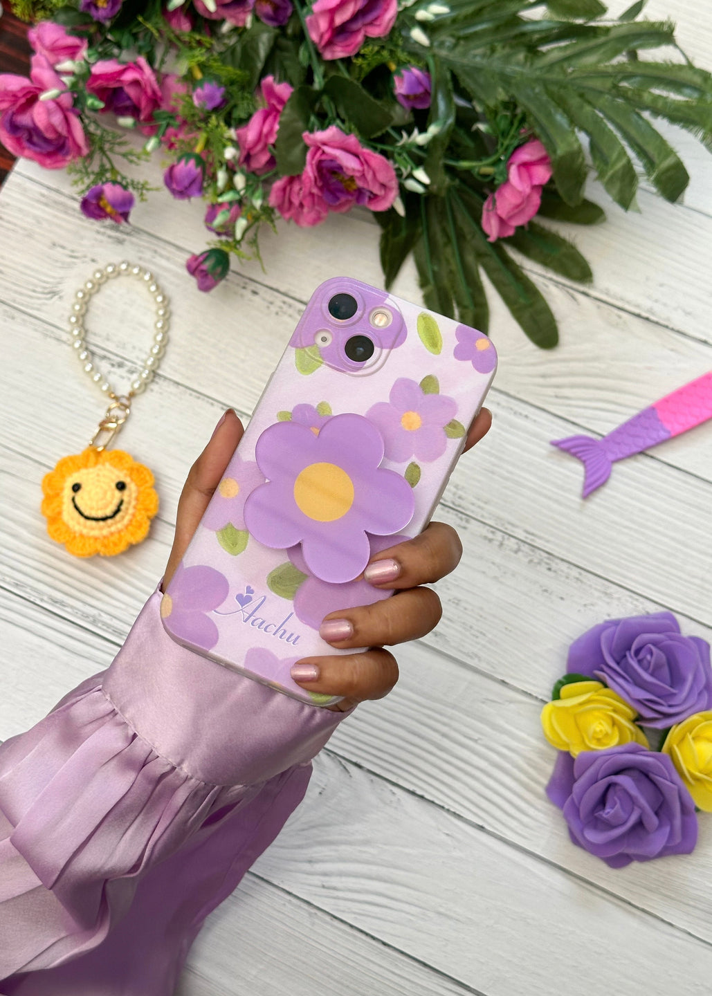 Aesthetic Purple Floral Gripper Phone Case – Gadgets Destiny
